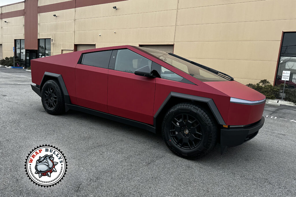 Wrap Bullys | 2024 Cybertruck Avery Matte Garnet Metallic Wrap – Gardena