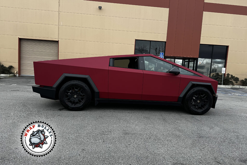 Wrap Bullys | 2024 Cybertruck Avery Matte Garnet Metallic Wrap – Gardena