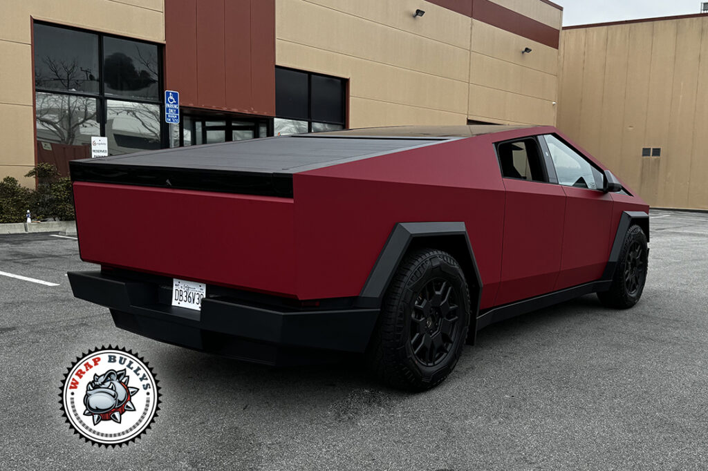 Wrap Bullys | 2024 Cybertruck Avery Matte Garnet Metallic Wrap – Gardena