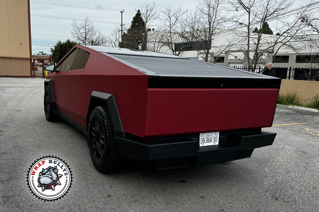 Wrap Bullys | 2024 Cybertruck Avery Matte Garnet Metallic Wrap – Gardena