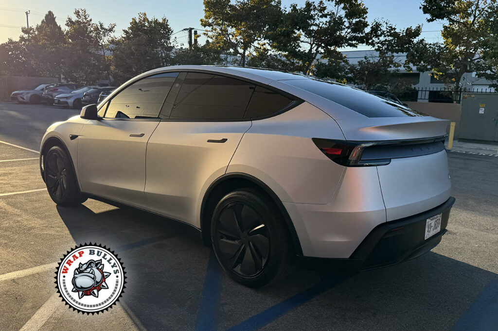 Tesla Model Y Juniper Satin Silver Color PPF – Gardena – Wrap Bullys ...